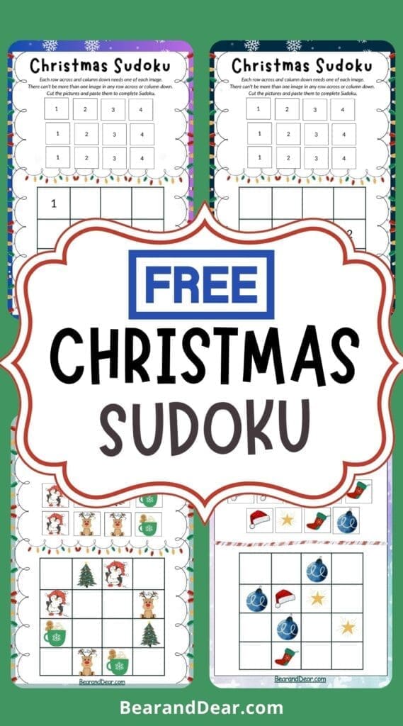 6 Free Christmas Sudoku For Kids And Adults- Bear & Dear