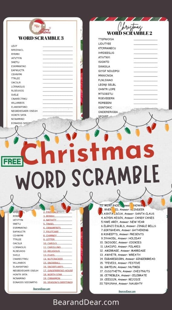 Free Christmas Word Scrambles For Kids And Adults
