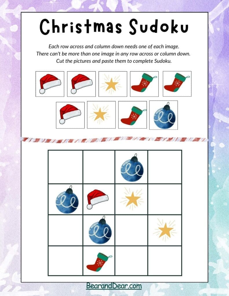 6 Free Christmas Sudoku For Kids And Adults- Bear & Dear